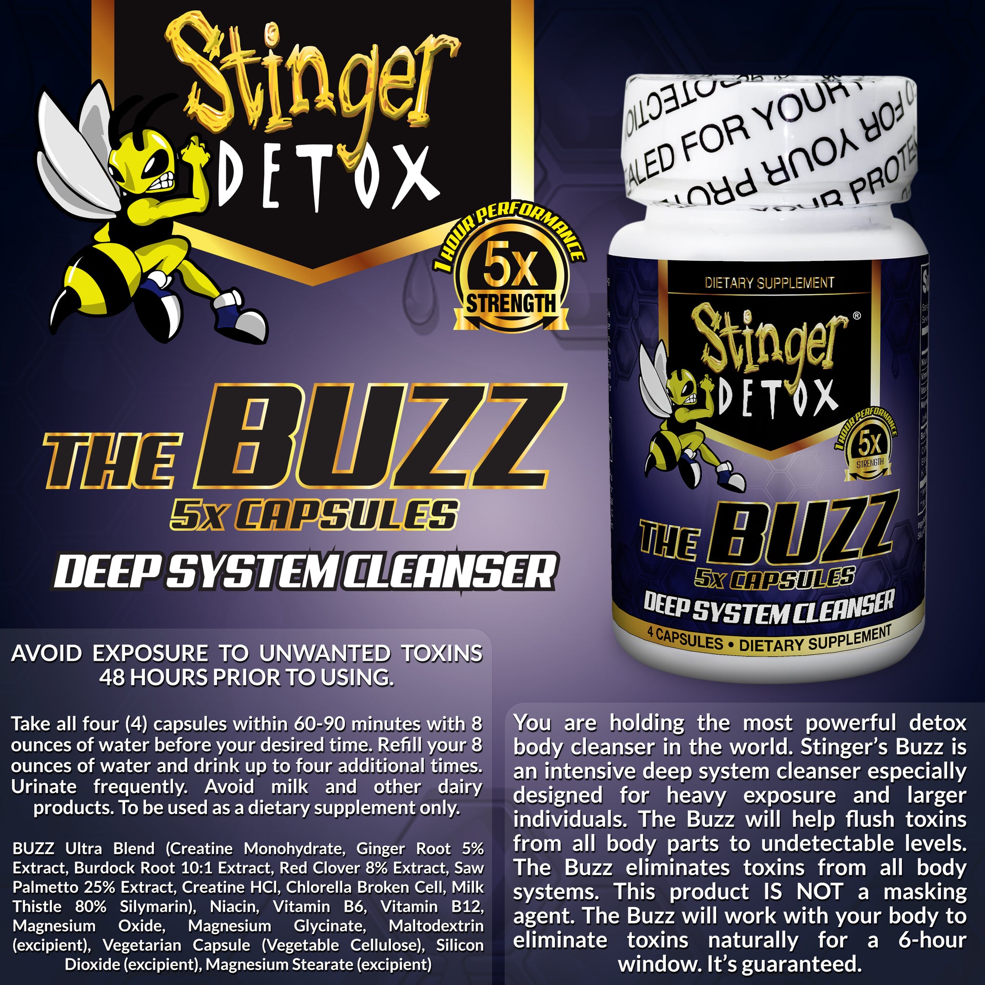 The Buzz 5X Extra Strength Capsules – Stinger Detox